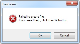 Failed to create file with Bandicam - Techyv.com